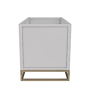 Little Seeds Haven 3 in 1 Convertible Wood Crib with Metal Base, Dove Gray with Gold Base