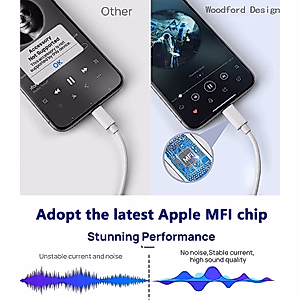 Veetone 3.5mm AUX Headphone Adapter, Lightning to 3.5mm, CSR Smart Chip, Stable Connection, Fast Transmission, Wide Signal Range, Supports 48 KHz, 26-bit Audio, HD Audio Decoding