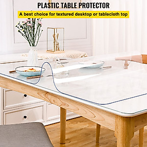 VEVOR Plastic Table Cover 36 x 60 Inch, 2 mm Thick Clear Table Protector, Rectangle Clear Desk Mat, Waterproof & Easy Cleaning for Office Dresser Night Stand