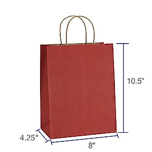 BagDream Gift Bags 8x4.25x10.5 Inches 25Pcs Paper Shopping Bags, Kraft Bags, Retail Bags, Red Stripes Paper Bags with Handles, Recycled Paper Gift Bags