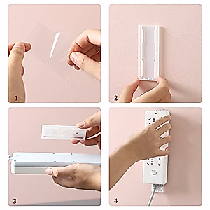 Adhesive Punch-Free Socket Holder - 2023 New Self-Adhesive Desktop Socket Fixe, Power Strip Holder Wall Mount (8Pcs White)
