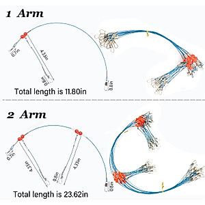 YOTO Fishing Leaders,Stainless Steel Tackle Rig with Tackle Lure Swivels Snaps, Saltwater rig Wire Leader Fishing Leader Wire Bottom rigs for Saltwater