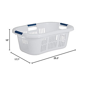 Rubbermaid XL Hip-Hugger Laundry Basket/Hamper, 2.1-Bushel, White, Stackable Storage Bin/Organizer for Bathroom/Bedroom/Dorm/Home
