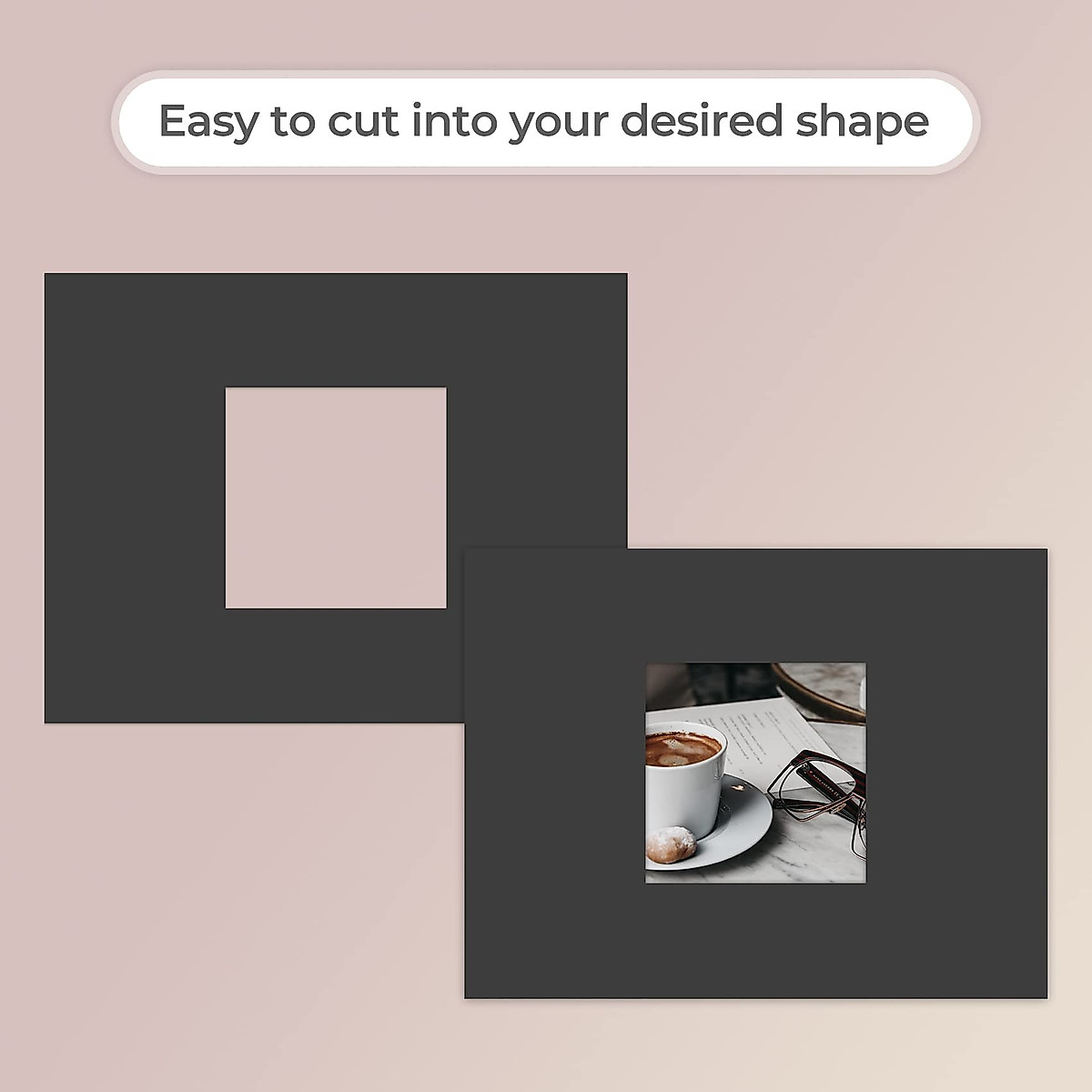 Frametory, 8.5x11 Black Uncut Picture Mat Boards, Backing Boards for Frames, Photos, Crafts - Pack of 12