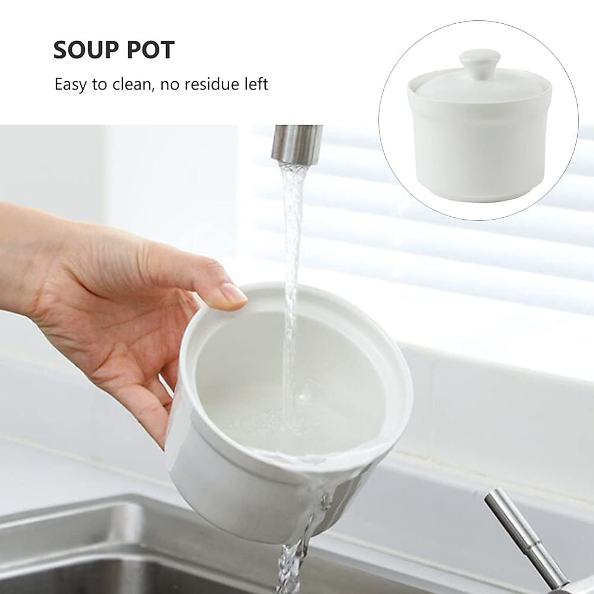 Hemoton Food Serving Bowl Custard Cups Small Ceramic Stew Pot Miso Soup Bowl with Lid Japanese Style Bowl for Bird Nest Tonic Dessert Noodle Soup Salad Pasta Soup Cups with Lids Ceramic Steam Pot