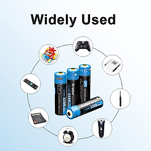 Kratax Rechargeable AA Batteries USB, 3300mWh Lithium USB Double A Batteries, 1.5V Constant Outpout, 4-in-1 USB Charging Cable, LED Charge Indicator, Over 1100 Cycles for Toys, Xbox Controller-4 Pack