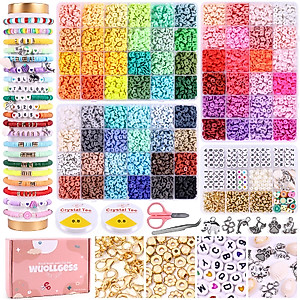 15130pcs Clay Beads for Bracelet Making Kit, 72 Colors Polymer Flat Heishi Beads for Jewelry Making with Charms, Friendship Bracelet Kit with Letter Beads for Adults, 4 Boxes