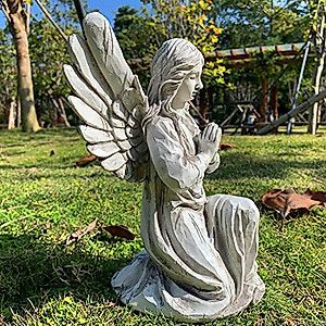 Handsider Garden Statue Angel Religious Fairy Sculpture Waterproof Decorative Figurine Art Decor for Patio, Lawn, Yard, Housewarming Ornament Present