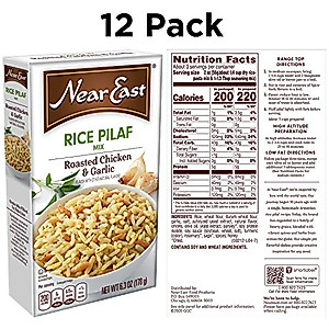 Near East Rice Pilaf Mix, Roasted Chicken & Garlic, 6.3oz Boxes (12 Pack)