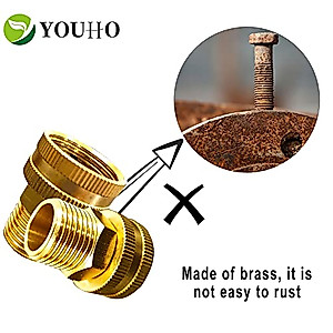 YOUHO Brass Swivel 3/4” GHT Female x 1/2” NPT Male Connector, GHT to NPT Adapter Brass Fitting, Garden Hose Adapter, Garden Hose to Pipe Fittings Connect, Garden Pipe Joint Extension Repair Fitting