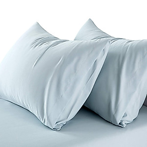 SiinvdaBZX 1800 Thread Count Microfiber Pillowcases Queen Size Set of 4 - Envelope Closure Pillow Cases - Ultra Soft Easy Care (Baby Blue)