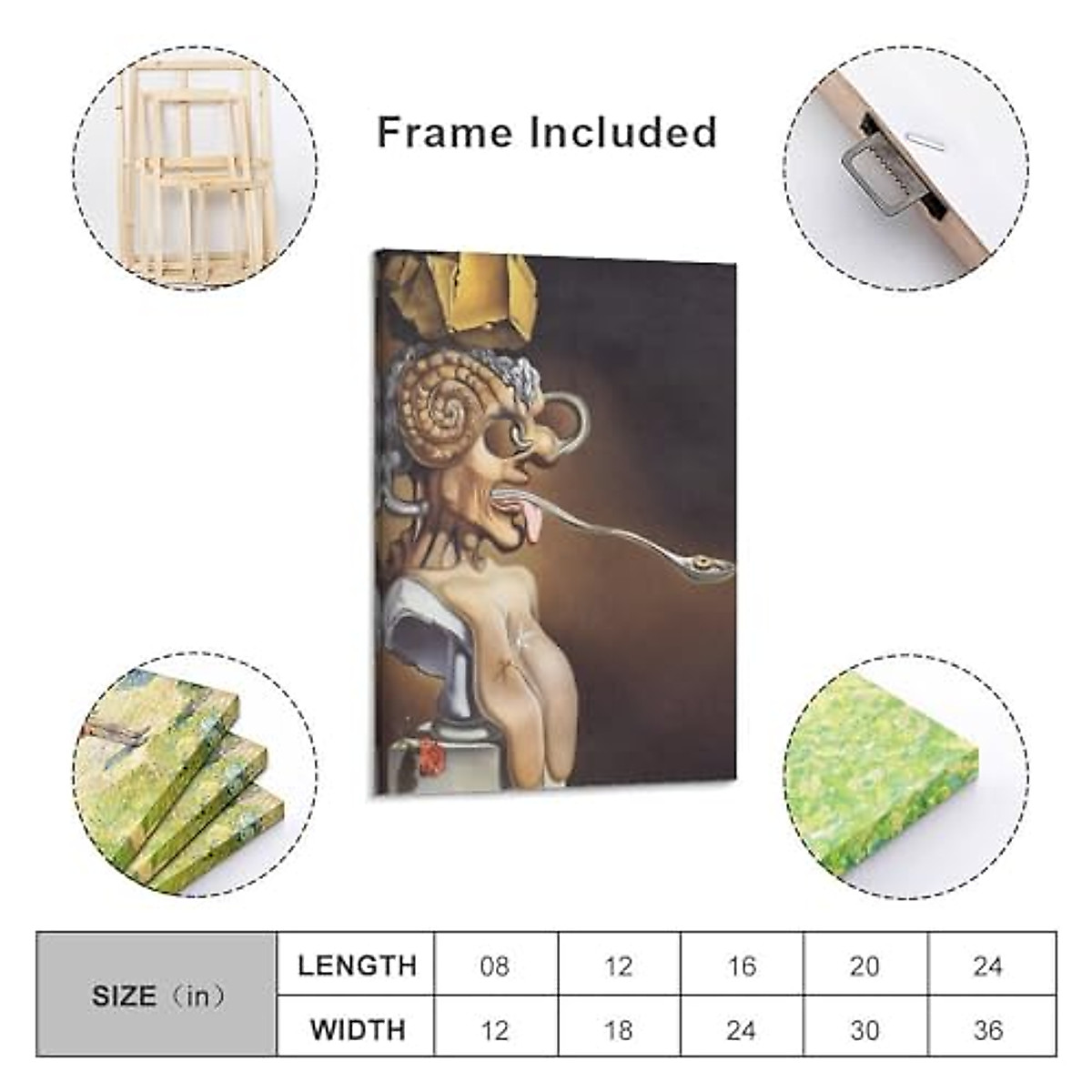 Salvador Dali Painting Art Poster Portrait of Picasso Wall Art Poster Scroll Canvas Painting Picture Living Room Decor Home Framed/Unframed 16x24inch(40x60cm)