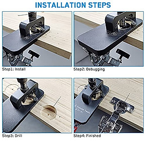 KKUYT 35mm Concealed Hinge Jig, Accurate Locking Hinge Drilling Jig Hole Guide Hole Puncher Locator Woodworking Tool for Door Cabinets Hinges Mounting