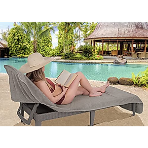 Cotton Paradise, Lounge Chair Towel, 100% Cotton Chaise Lounge Towel with Pocket, Oversized Pool Towel, 30*86 inches Pool Chair Towel, Gray
