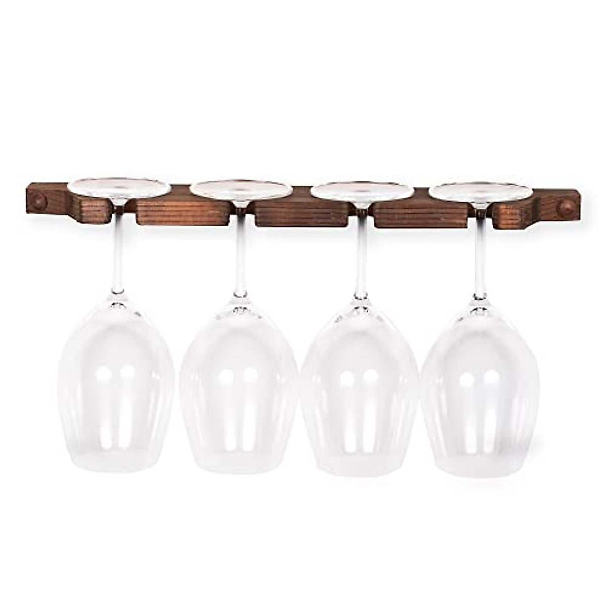 Rustic State Suvla Wall Mounted Wood Stemware Rack Hanging Shelf Glassware Holder Bar Organizer with 8 Wine Glass Storage 17 Inch Long Walnut