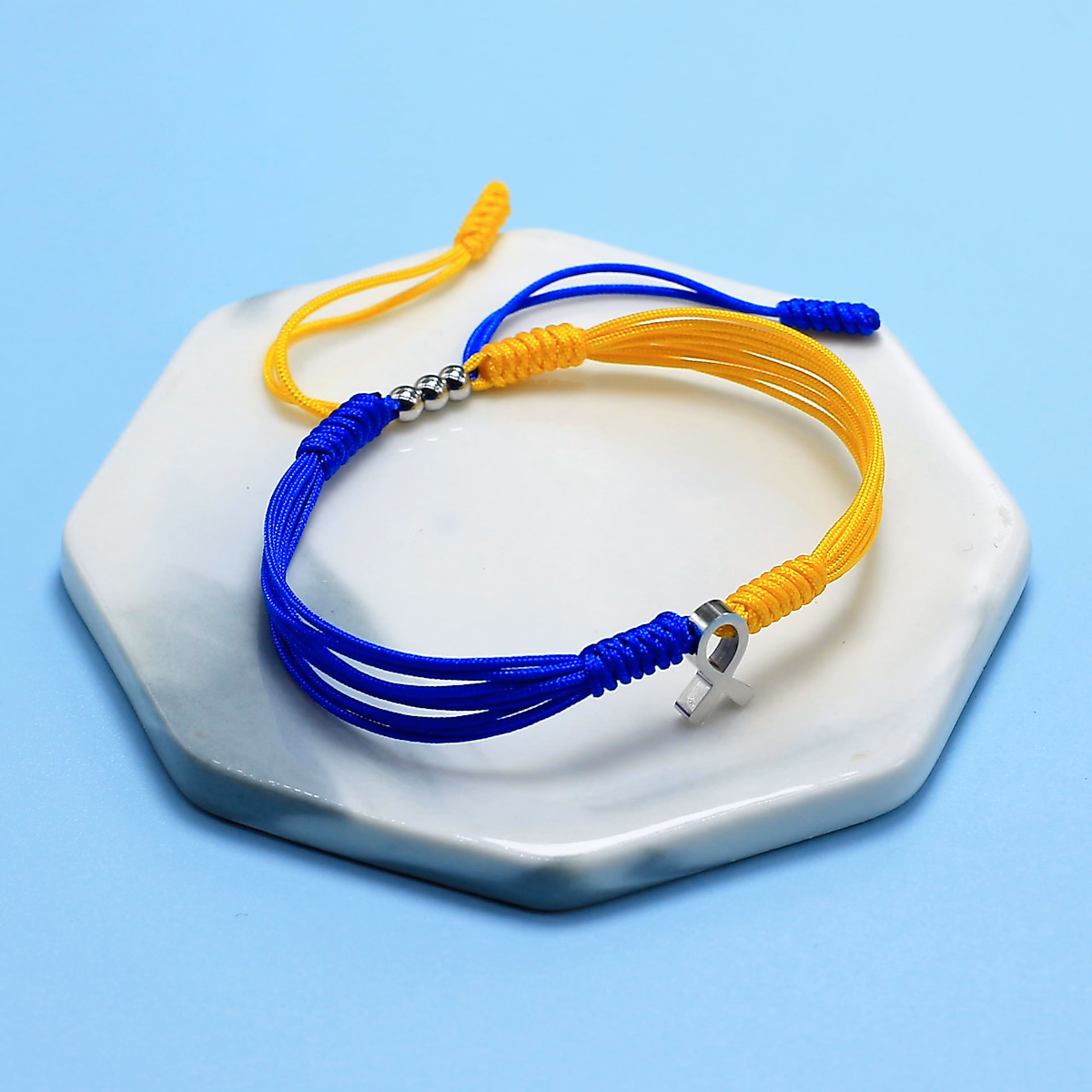 HARACRAFT Down Syndrome Awareness Bracelet, Bracelet For A Cause, Awareness Ribbon Bangle, Health Wristband for Protection Surfer String Bracelet for Men, Women (Down Syndrome)