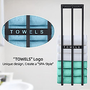 Wall Towel Rack for Rolled Towels, Bethom New Upgrade 3 Bar Towel Racks for Bathroom Wall Mounted, Bathroom Towel Storage, Metal Bath Towel Holder for Folded Large Towel Washcloths, Black