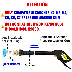 M MINGLE Pressure Washer Gun Adapter, to 1/4'' Quick Connect Fitting, Only Compatible Karcher K2, K3, K4, K5, K6, K7