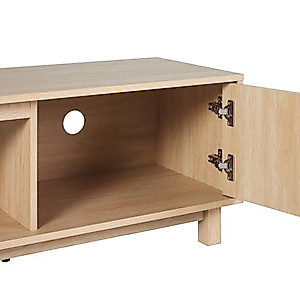 Walker Edison Walton Modern Fluted-Door Low Stand for TVs up to 80 Inches, 70 Inch, Coastal Oak