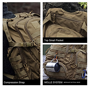 Mardingtop 25L Tactical Backpacks Molle Hiking daypacks for Camping Hiking Military Traveling Motorcycle Khaki