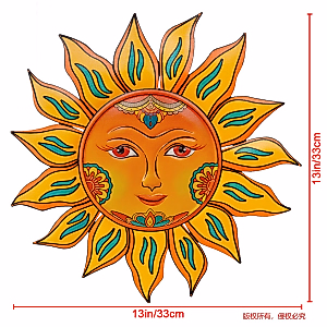 Metal Sun Wall Decor - 13 inches Sun Flower Wall Art Decoration,Hanging Decoration for Home Garden Farmhouse Yard Patio Fence Living Room Bedroom