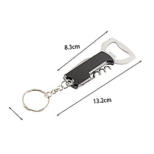 ARFUKA 2pcs Multifunctional Bottle Opener Keychain Corkscrew Keychains Soda Beer Wine Bottle Opener Beverage Bottle Opener Keyring Gift Set (Black + Red)