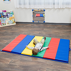 Children's Factory Rainbow Folding Gym Mat, 4' x 6', CF321-145, Toddler and Baby Preschool Activity Floor Mat, Kids Soft Play Equipment for Playroom