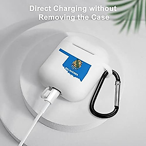 Oklahoma Flag Silicone AirPods Case Protective Cover Compatible with AirPods 2 & 1 with Keychain