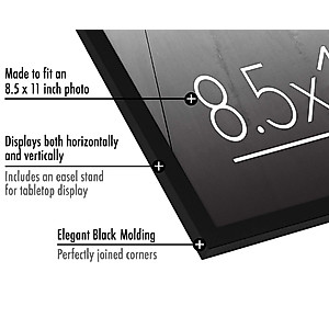 Americanflat 8.5x11 Thin Picture Frame in Black with Shatter Resistant Glass - Horizontal and Vertical Formats for Wall and Tabletop