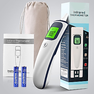 No-Touch Thermometer for Adults and Kids,Infrared Digital Thermometer for Kids,Touchless Baby Thermometer,Accurate Reading with Large Display,Fever Alarm,Mute Mode,Memory Recall,Non Contact
