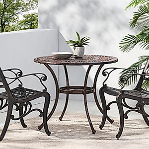 Christopher Knight Home Jamie Outdoor Round Cast Aluminum Dining Table, Shiny Copper