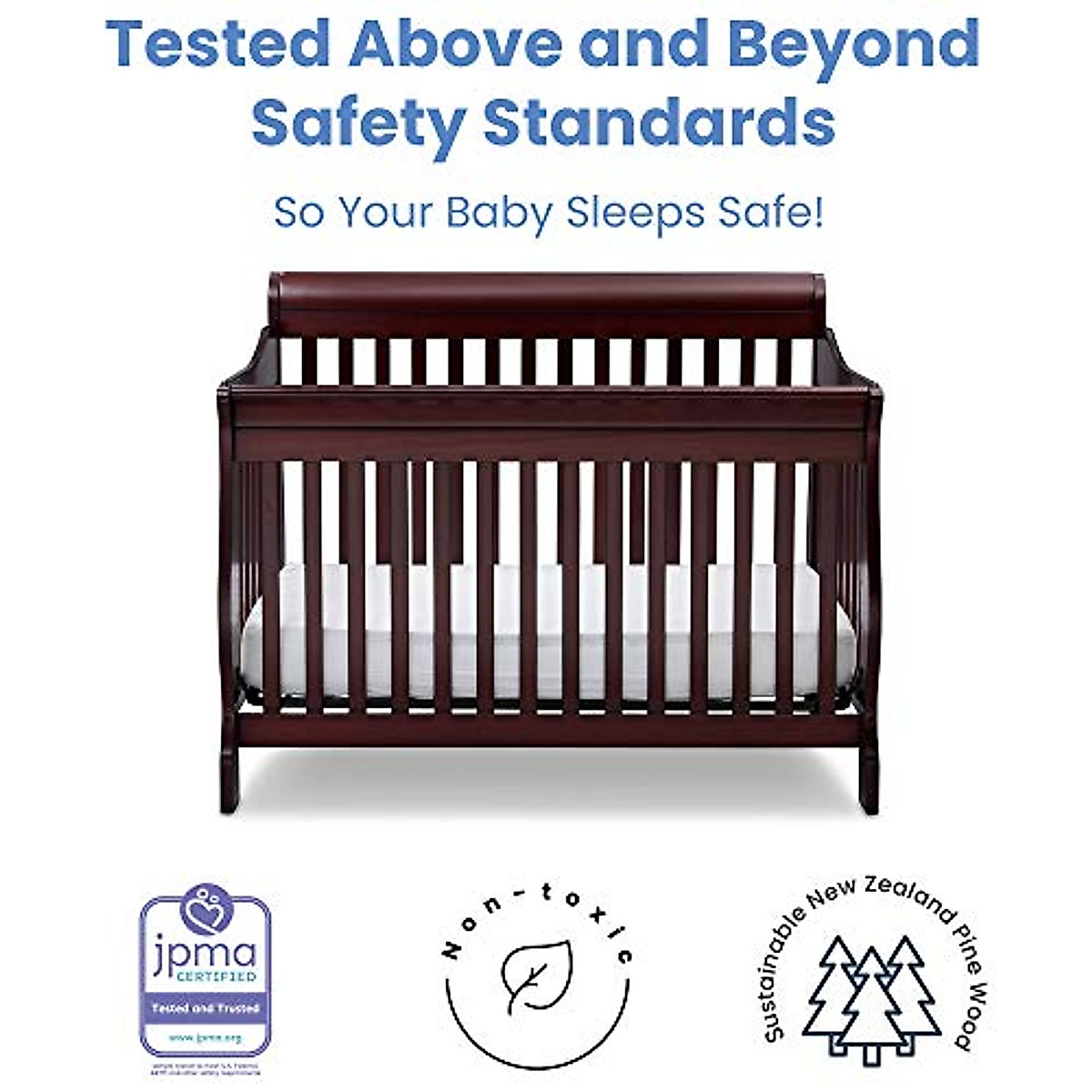 Delta Children Canton 4-in-1 Convertible Crib - Easy to Assemble, Espresso Cherry