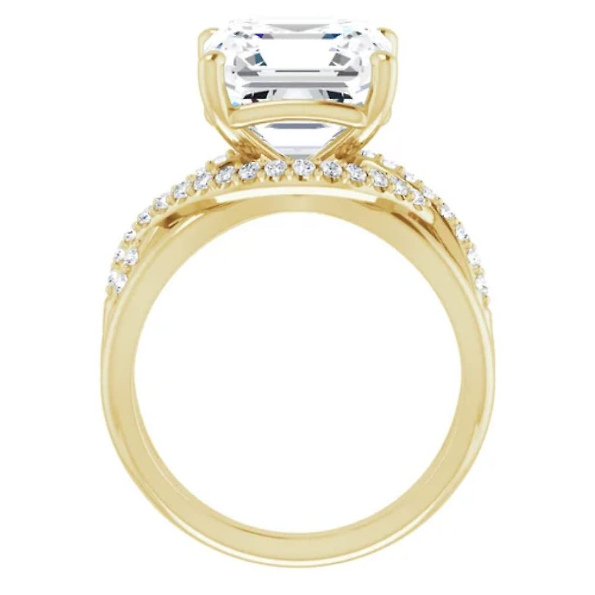 14K Gold Handmade 5 CT Asscher Cut VVS1 Colorless Moissanite Engagement Rings for Women Bridal Set Moissanite Wedding Rings for Gifts (Yellow Gold, 9)