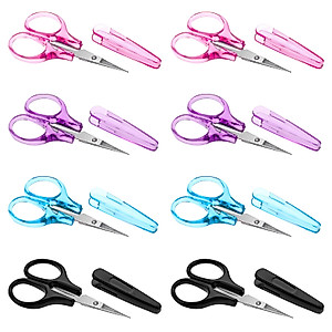 8Pcs Scissors for Crafting Stainless Steel Scissors with Protective Cover Mini Detail Craft Scissors Straight Fine Tips Design for Crafting Facial Hair Trimming Travel School DIY Projects