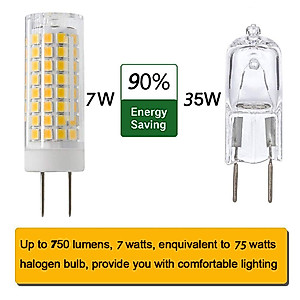 SYXKJ G8 Led Bulb, 75W Halogen Bulb Replacement,Dimmable 7W G8 Led Lamps, G8/GY8.6 Bi-pin Base Bulb, AC120V 720lm, Under Cabinet Counter Light, Kitchen Lighting and Puck Lights 4 Pack (Warm White) …