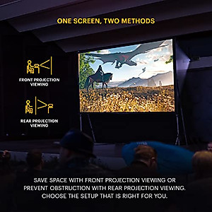 KODAK 120” Dual Projector Screen w/ Stand | Fast Fold Gray Front & Rear Projection Backdrop for Outdoor & Indoor Movies with Tripod, Outdoor Stability Kit, & Black Storage Carry Case