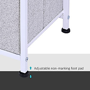 HOMCOM 40" L 5 Drawer Horizontal Storage Cube Dresser Unit Bedroom Organizer Livingroom Shelf Tower with Fabric Bins