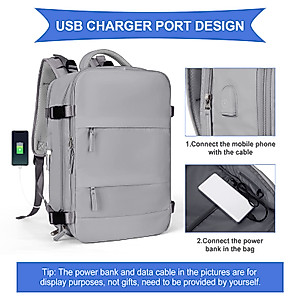 Coowoz Large Travel Backpack For Women Men, Flight Approved, Waterproof Outdoor Sports Rucksack, Casual Daypack, Fit 15.6 Inch Laptop Shoes, Grey