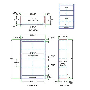 BOWERY HILL Traditional 48" Tall 4-Shelf Wood Bookcase in Cherry