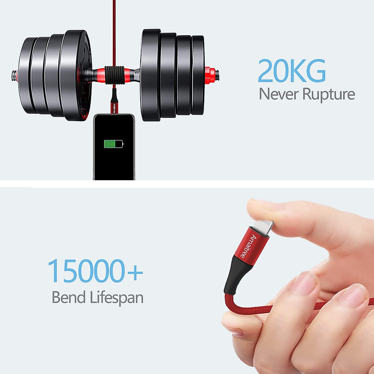 Amaitree Lightning Cable 6Ft, [Apple MFi Certified] 3A Fast Charging Nylon Braided iPhone Lightning Cable for iPhone 14 Pro Max/14/13/12/11/XS/XR/8/7/6 - Red