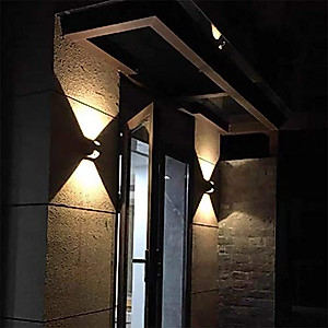 Creative Wall Lamp- Modern Dual- Side Glowing Outdoor Light Wall Light Waterproof Garden Courtyard Lamp for Home Farmyard Balcony Aisle Corridor (Black)