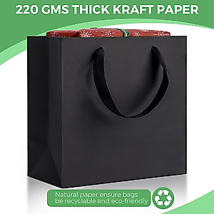 MOXARYSU Black Gift Bags With Handles: 12.5x4.5x11 Inch 6pcs Large Paper Gags Bulk For Party Shopping Birthday Wedding