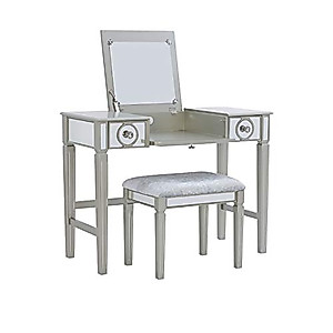 Linon Home Décor Vanity Set Silver