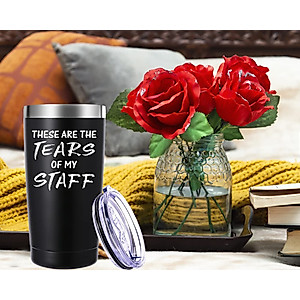 These are the Tears of My Staff 20oz Tumbler Gifts.Boss Day Boss Office Gifts.Funny Gifts for Boss Assistant Coworker.Birthday Christmas Gifts for Boss from Employees.(Black)