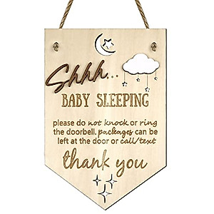 Baby Sleeping Door Sign 3D Shhh Hanging Sign Plaque Decor Do Not Knock Or Ring Privacy Sign (Style 1)