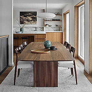 BIGMAII Brown Soild Wood Conference Table Modern Rectangle Dining Table Wooden Kitchen Table with Double Pedestal for Home Office Dining Room - 94.5" L Only Table