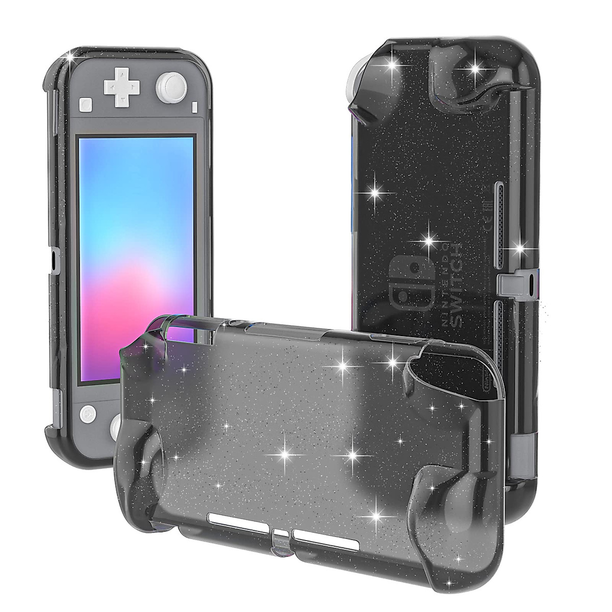 NANANINO Switch lite Clear Glitter Case, Switch lite Protective Case, Switch lite TPU Case - Clear