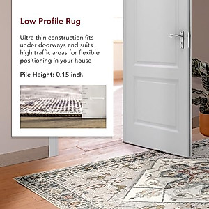 nuLOOM Mali Machine Washable Traditional Medallion Ultra Thin Area Rug, 8' x 10', Ivory
