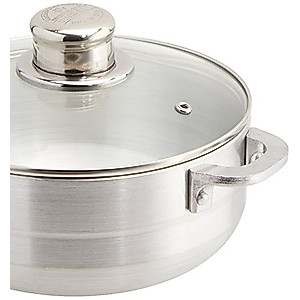 Uniware Aluminum Heavy Gauge Caldero With Glass Lid, Silver, 2 quart