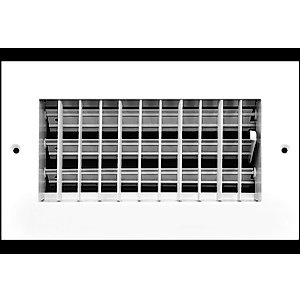 8"w x 4"h Adjustable AIR Supply Diffuser - HVAC Vent Cover Sidewall or Ceiling - Grille Register - High Airflow - White [Outer Dimensions: 9.75"w X 5.75"h]